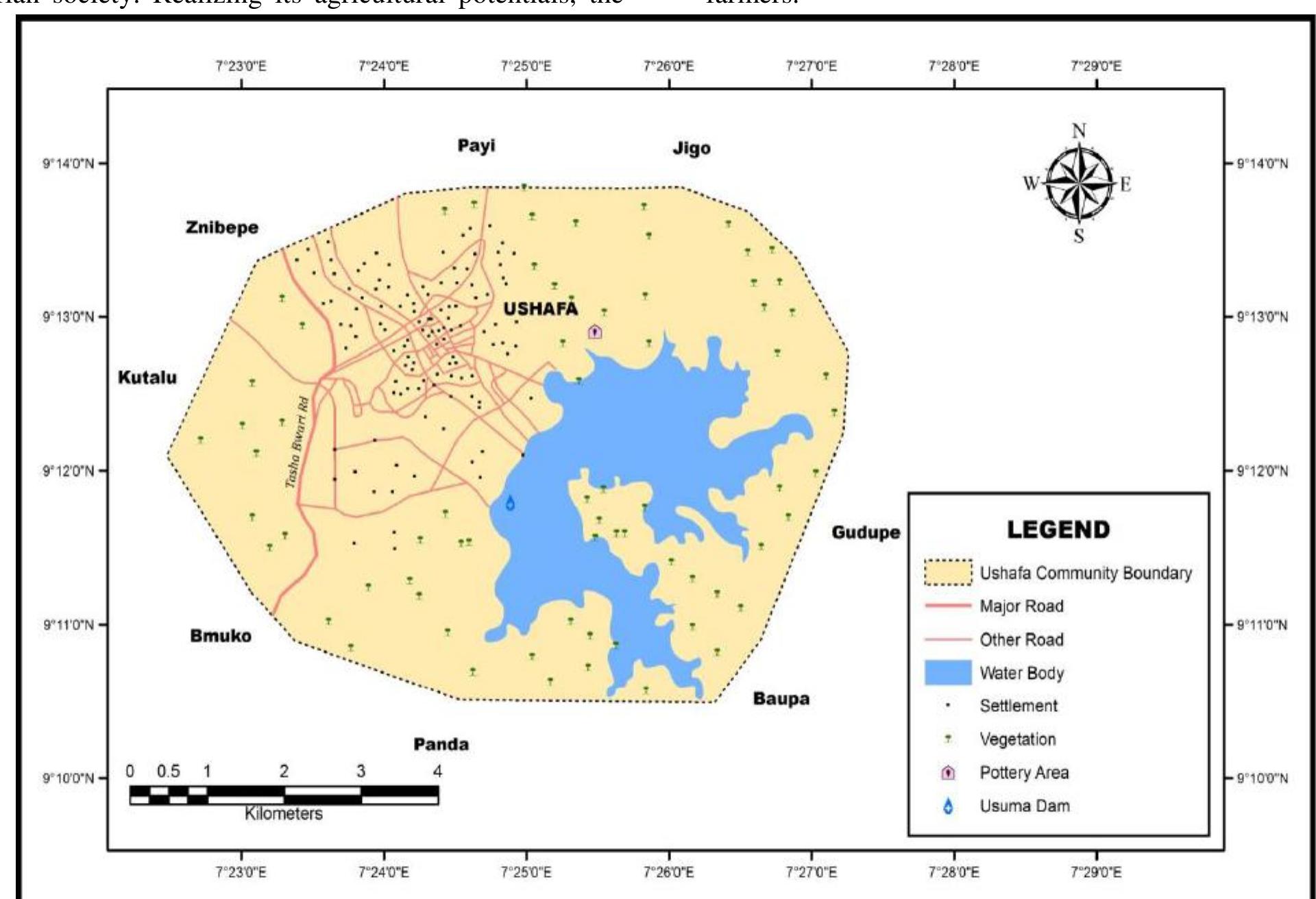 Map of ushafa showing the usuma dam iv. research results and