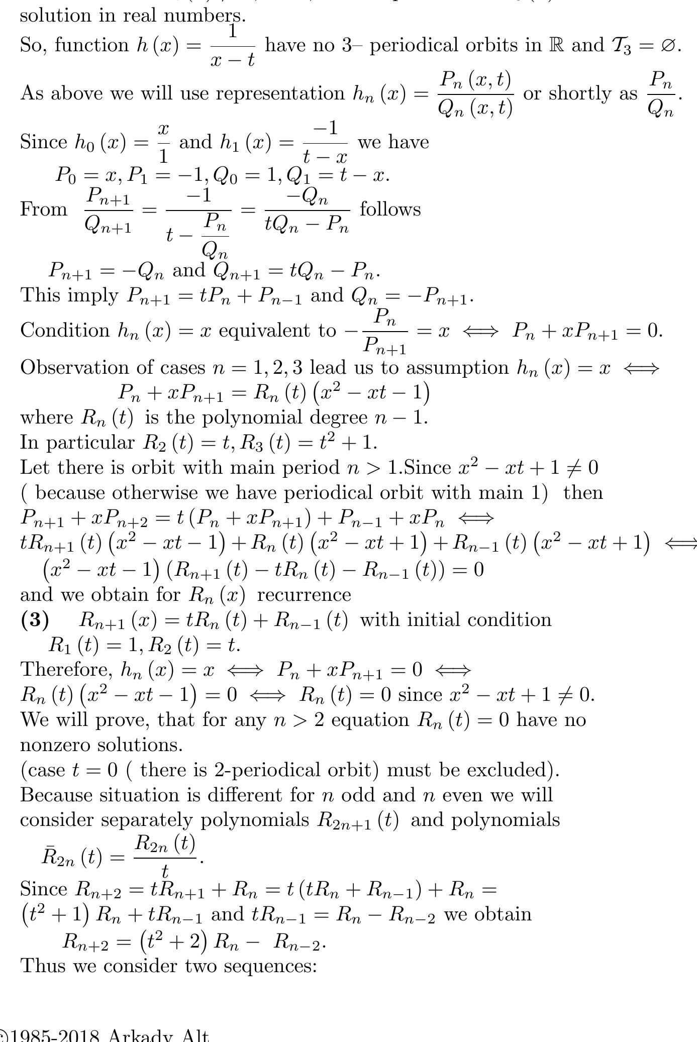 Table 2 - Periodic orbits of Mobius functions