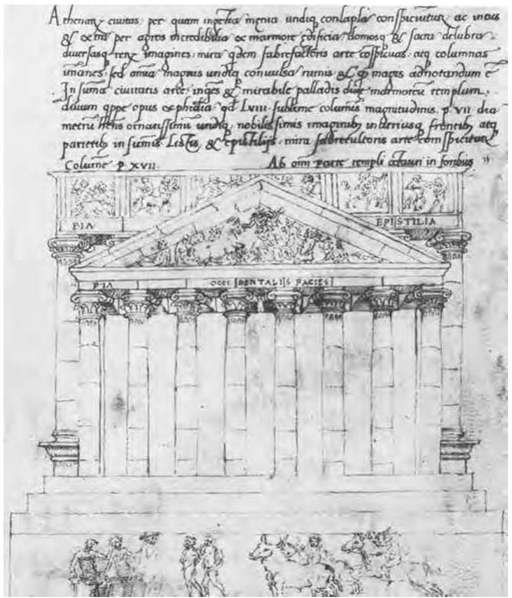 Copy of cyriacus’ drawing of the parthenon, athens, by