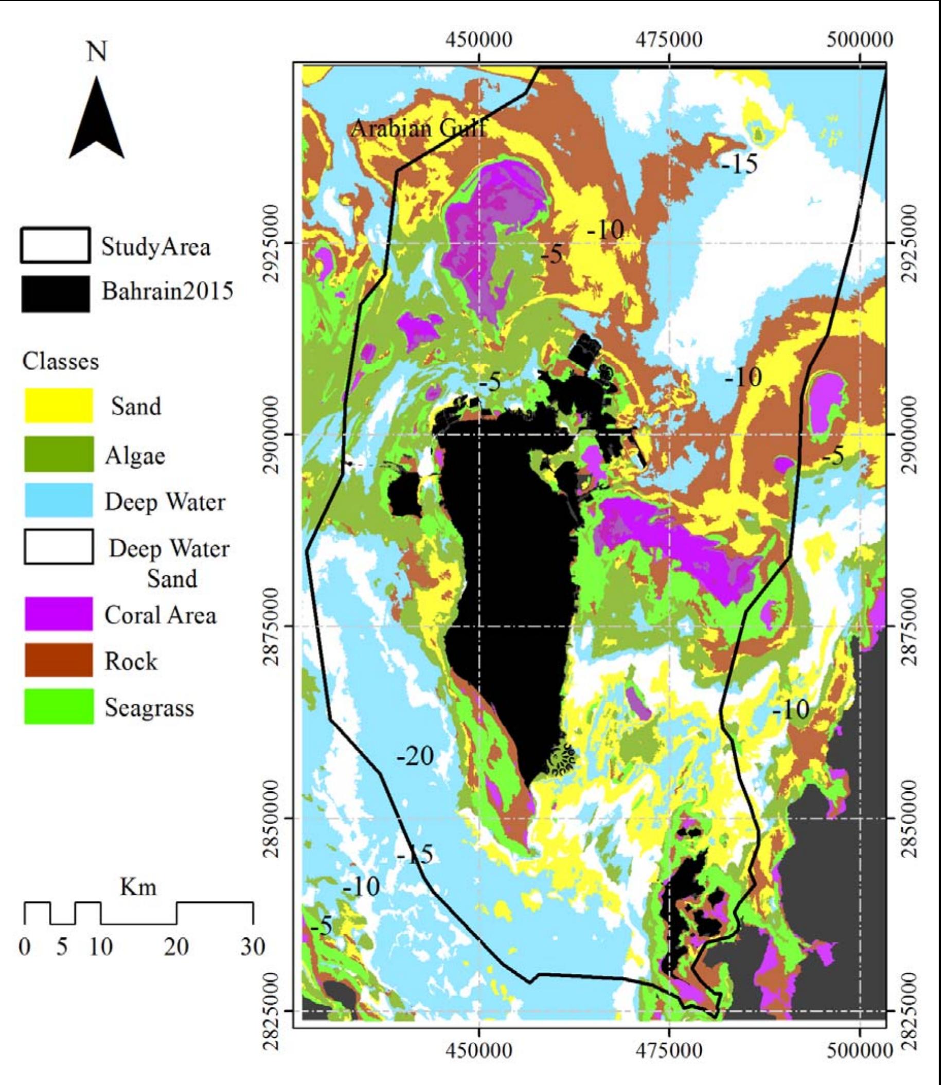 Benthic habitat classification map of bahrain marine area