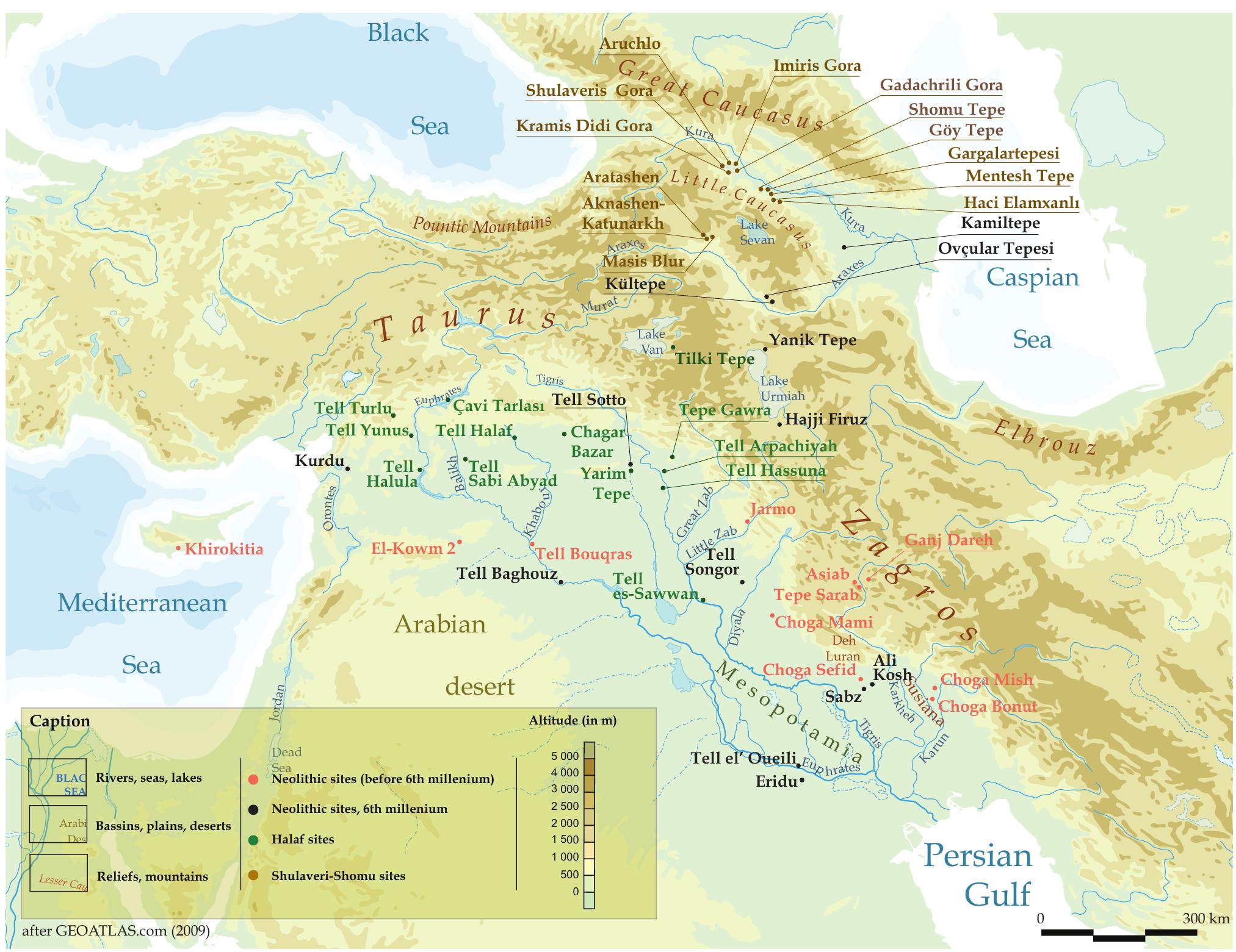 General map of the near east (based on geoatlas.com).