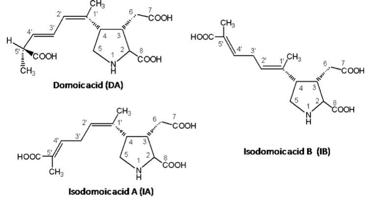 Ig. 1. structure of domoic acid and isodomoic acids a and b.