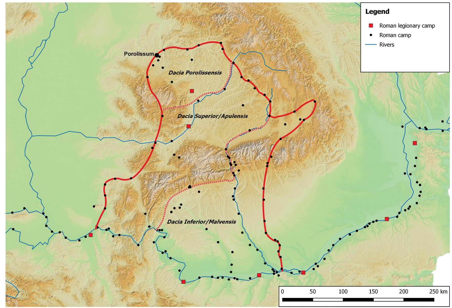Map of roman dacia with the location of porolissum (after