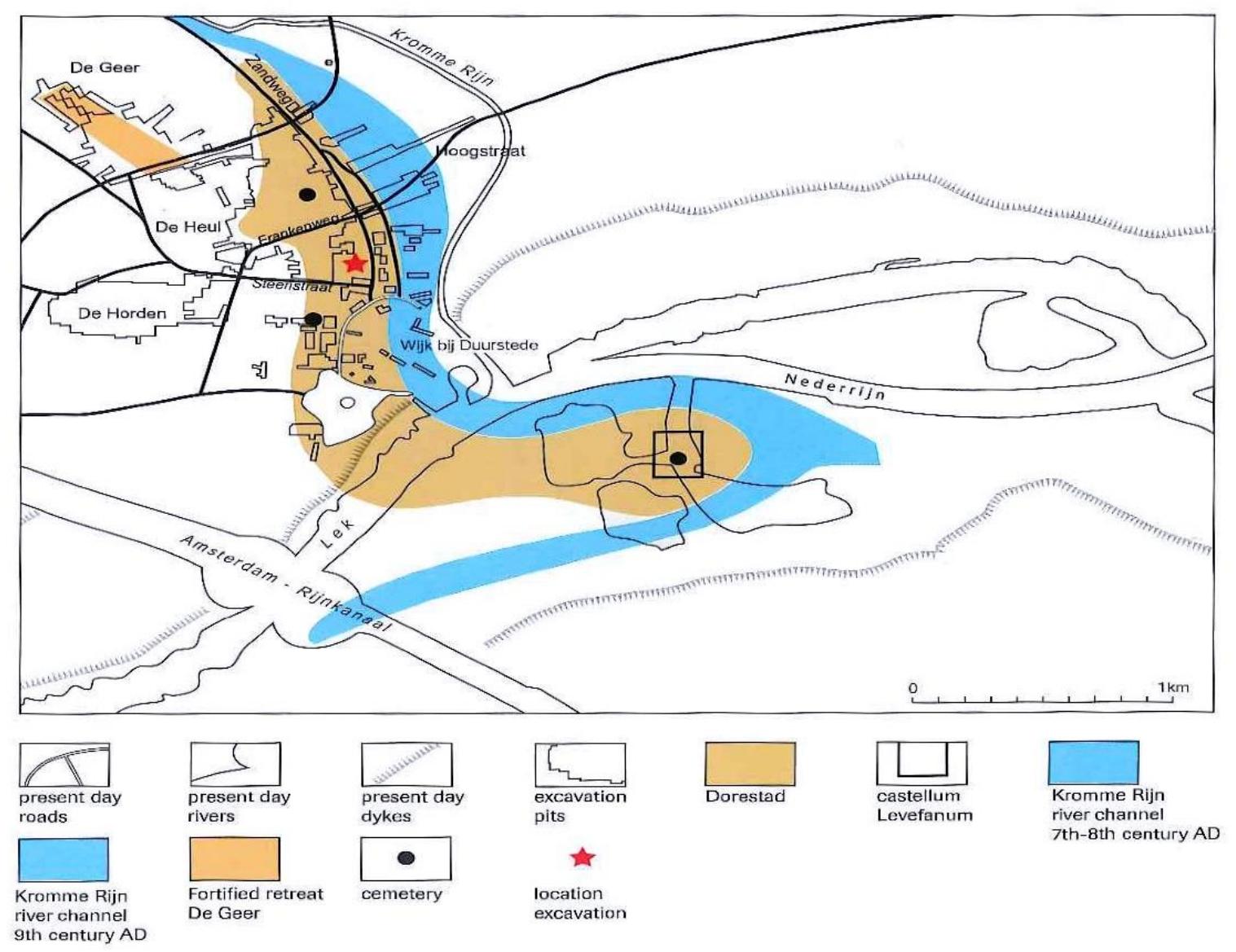 Dorestad's 7**-8" centuries landscape and excavation map