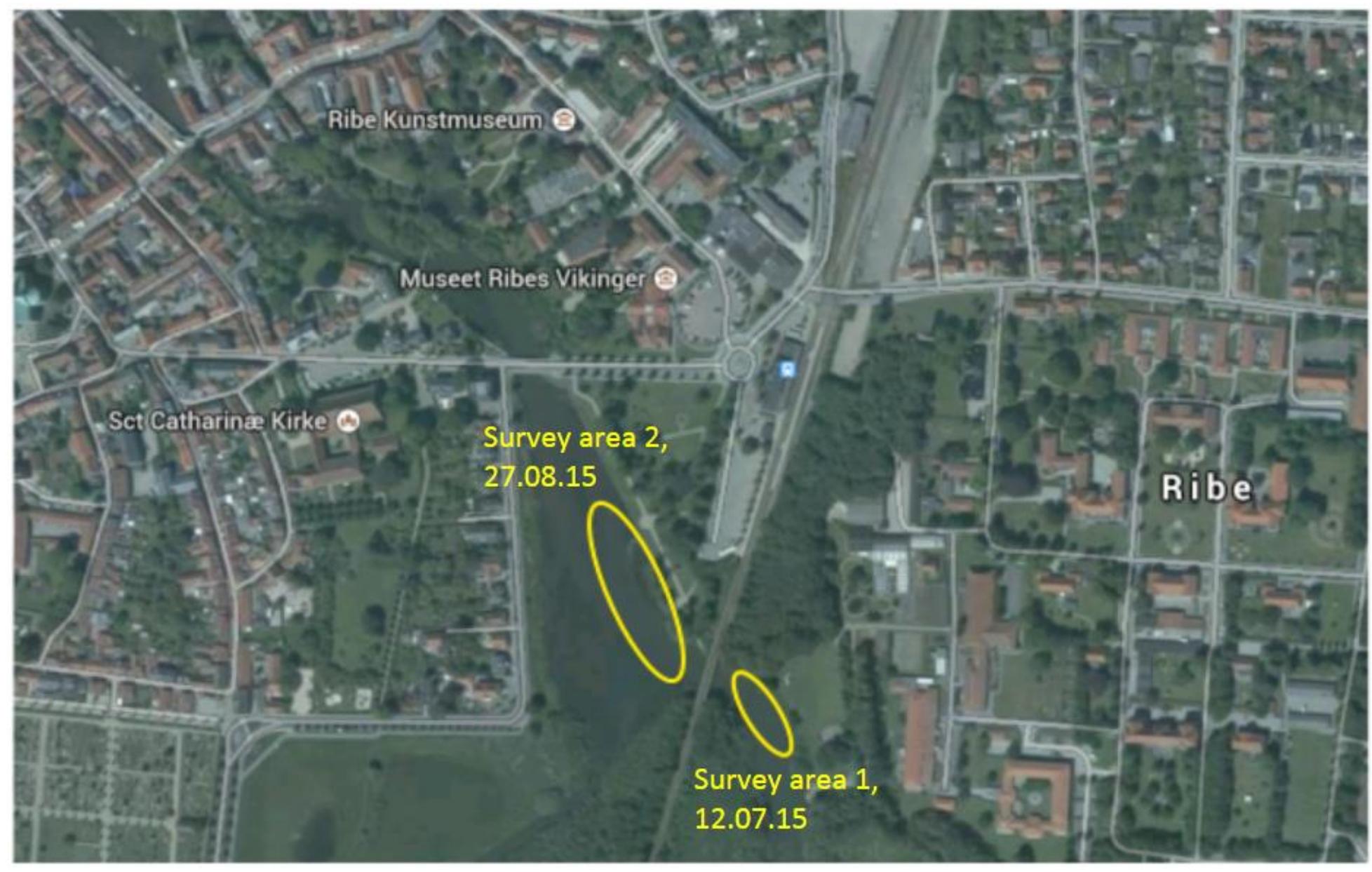 - completed survey areas 1 and 2. (google maps).