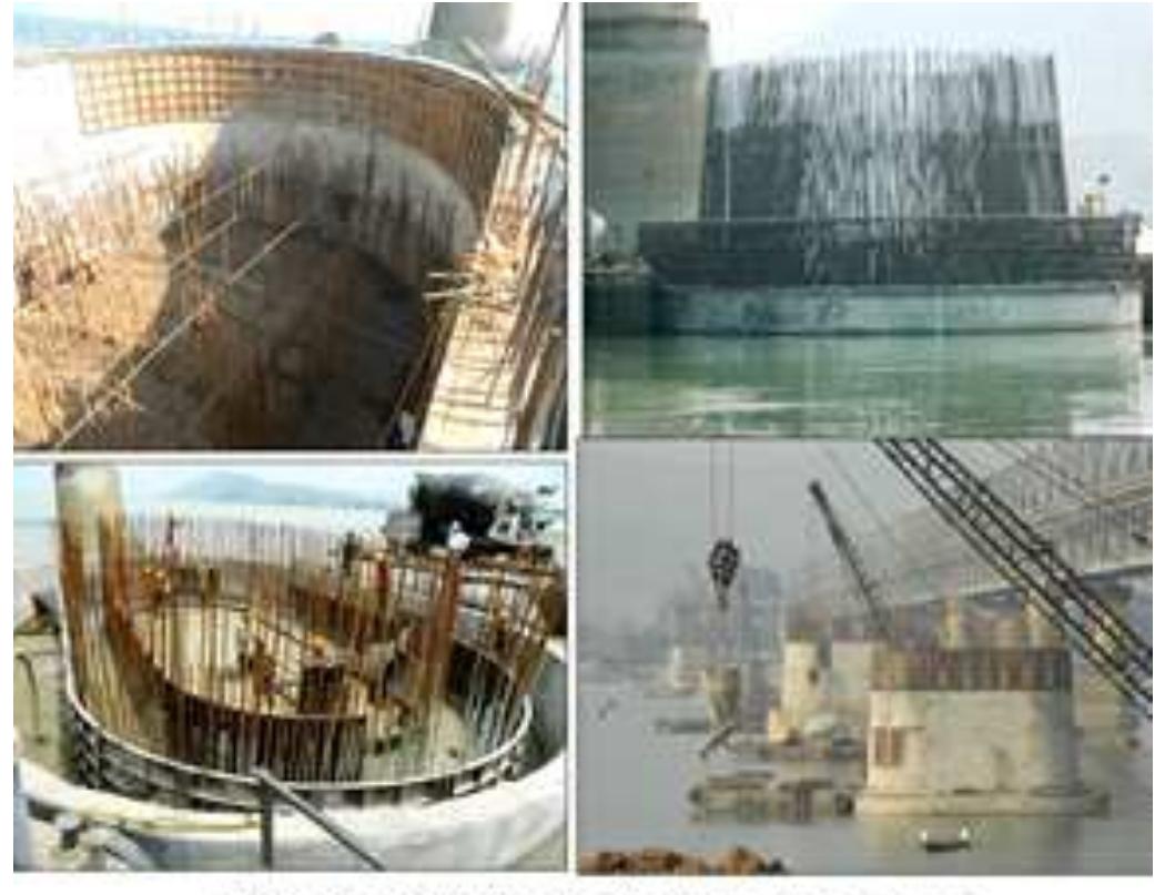 Casting of well cap, pier reinforcements, casting of pier in