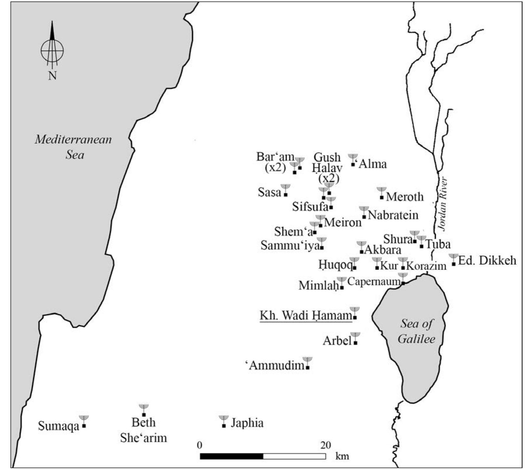 . 1.7. map of sites where ‘galilean’-type synagogues (or