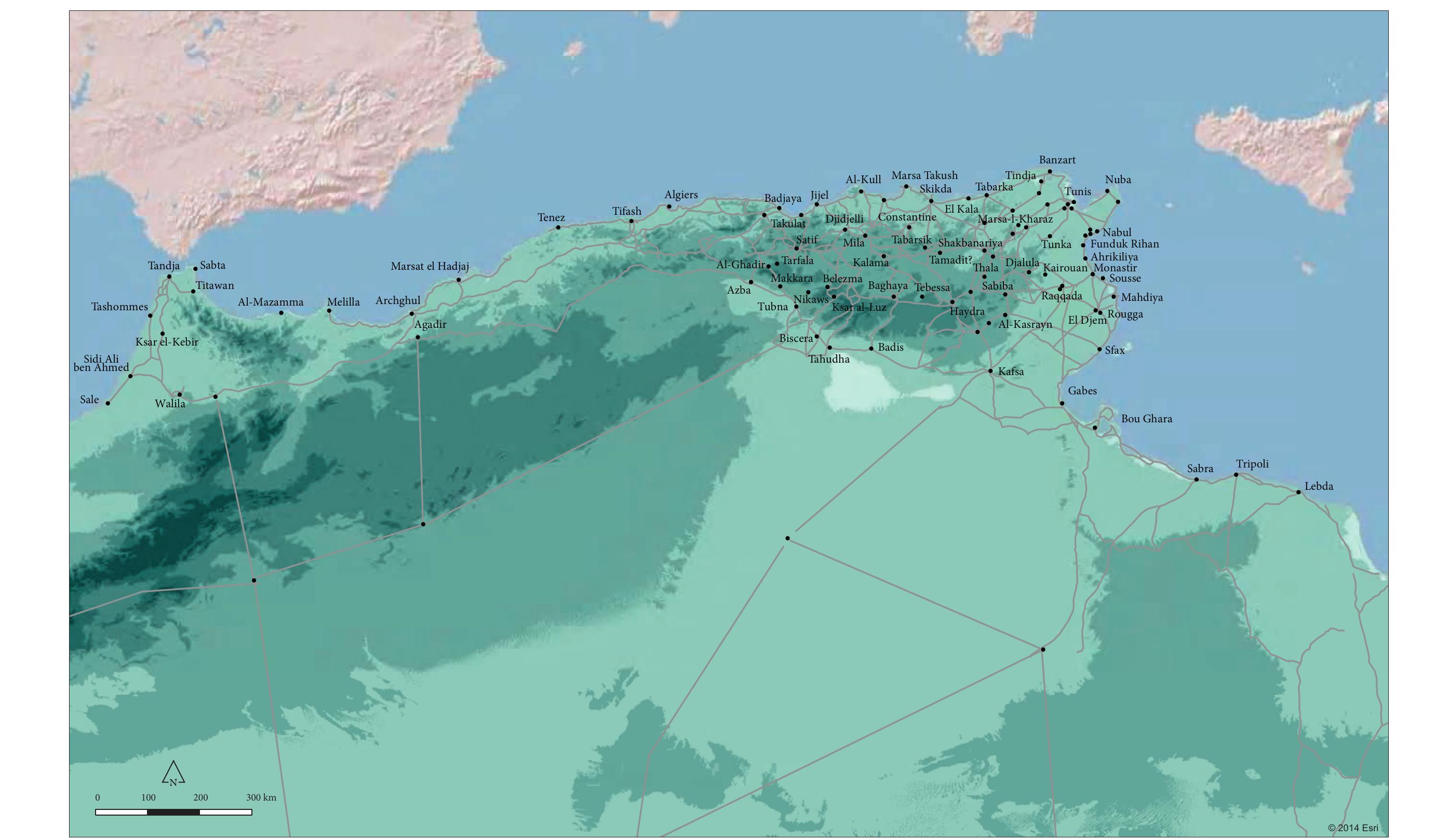 Map 1. — map of medieval north africa (6th-9th century).