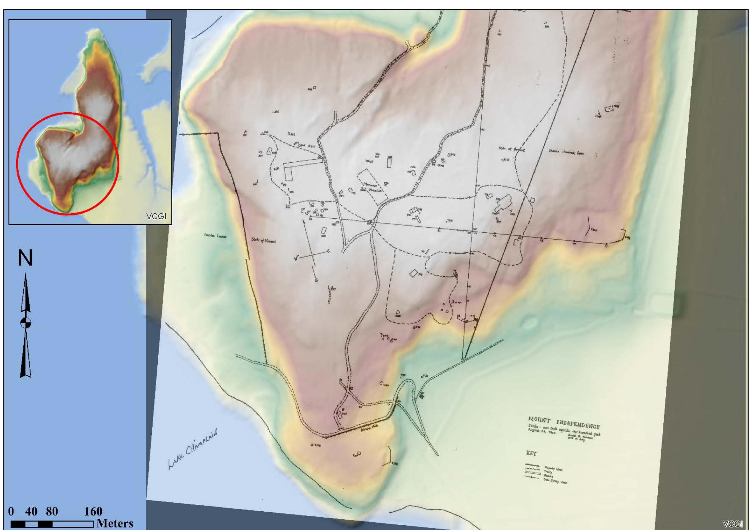 1968 bowie and robinson map of documented features on the