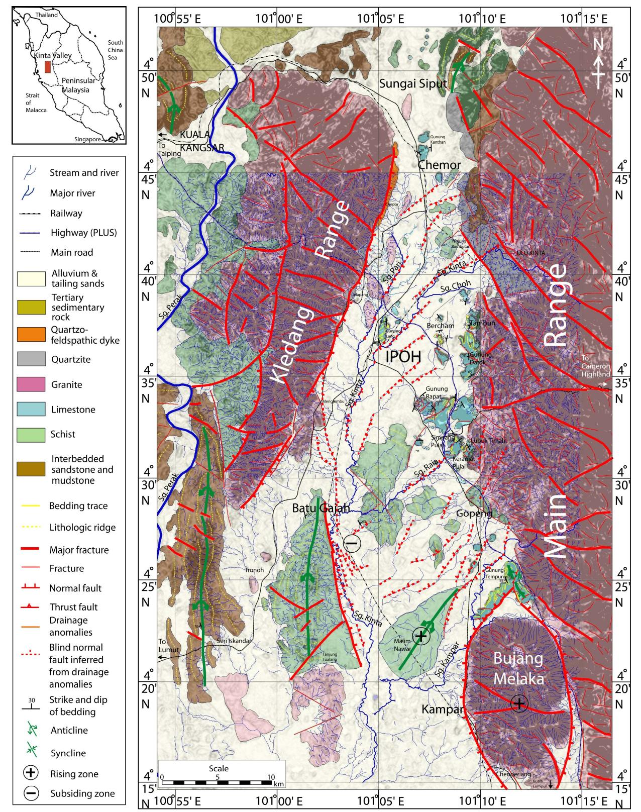 Geological and structural map of the kinta valley, including