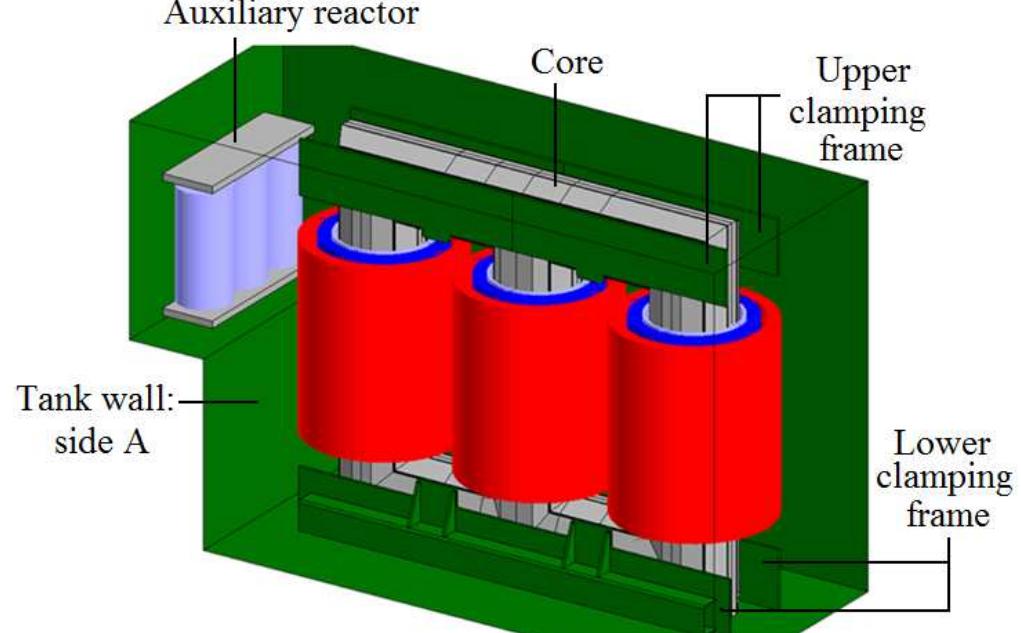 Tank original model of the transformer. a three-phase