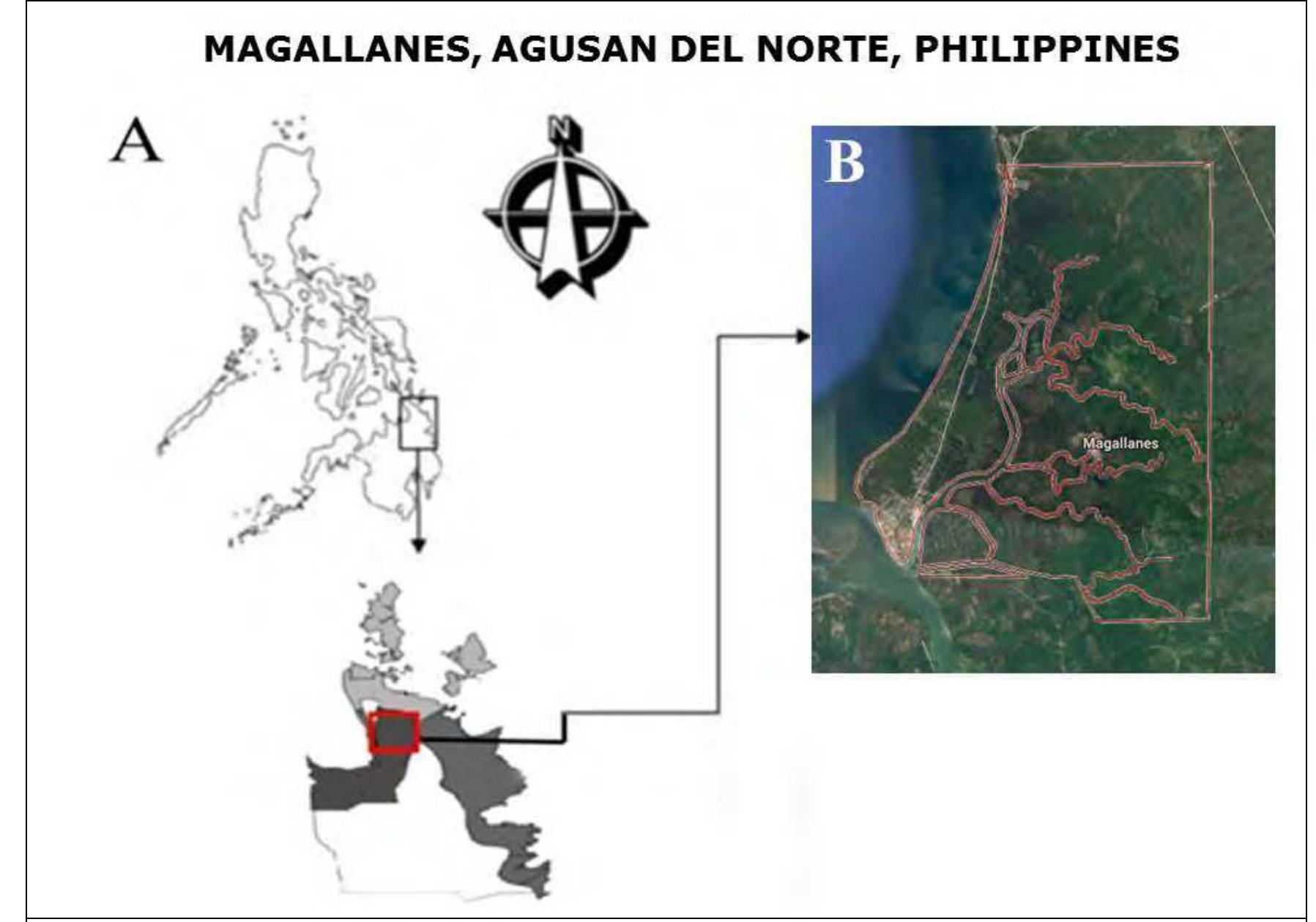 A. map of the philippines showing the map of mindanao, b.