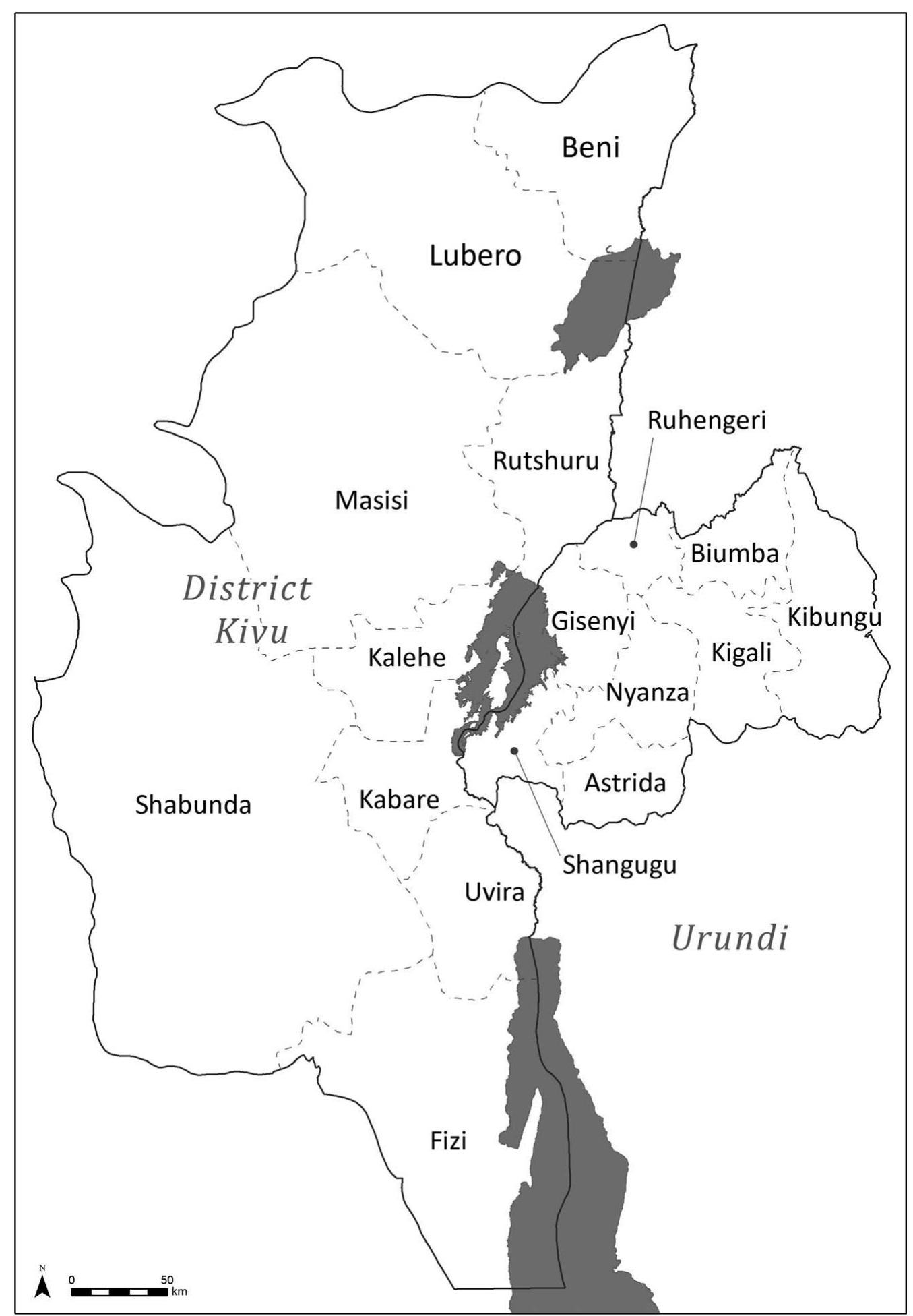 Map 1. colonial territories in the kivu region (1945)