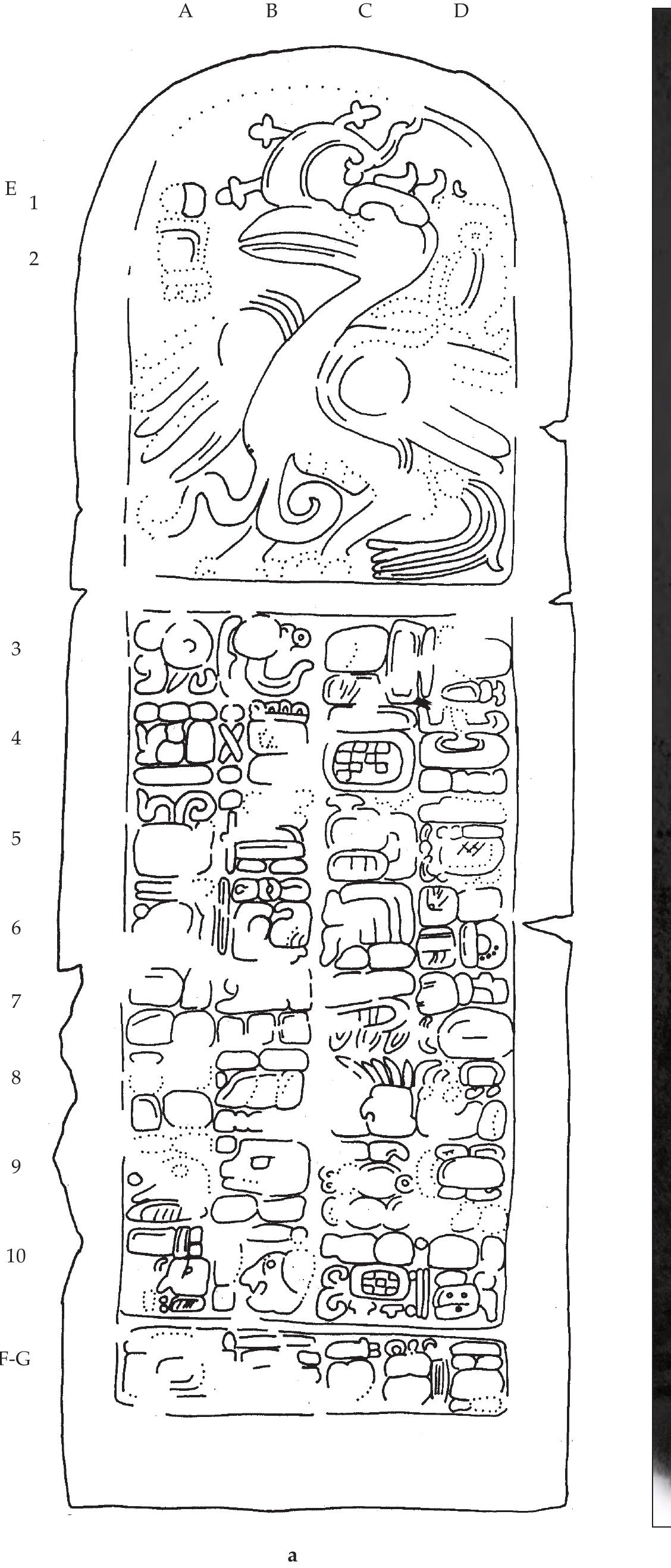 Chichen itza stela 2. scale 1:10. drawing and photo by the