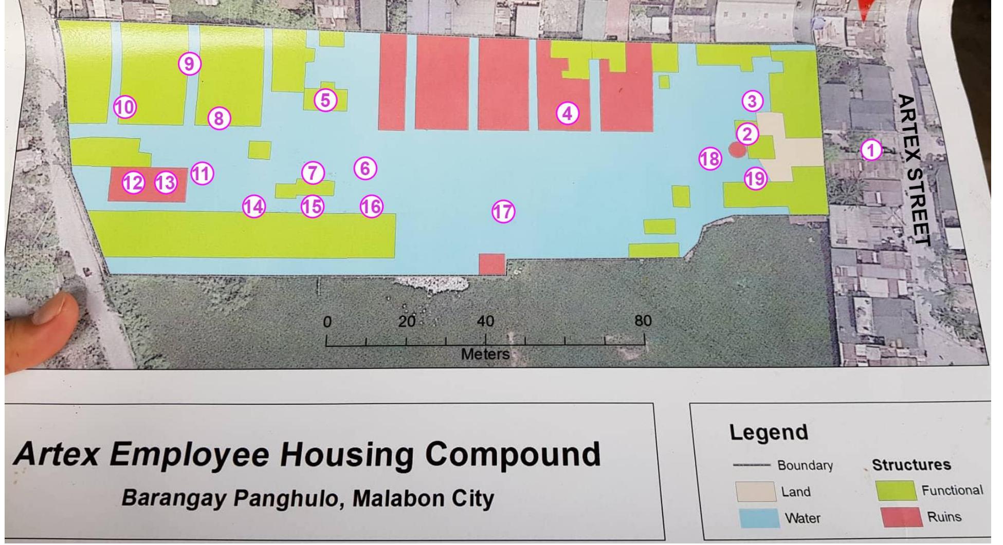 Map of the artex compound, map courtesy of residents of the