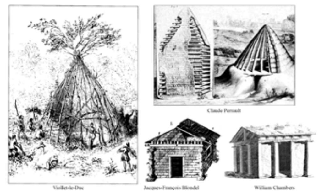 Image 4. different illustrations of the primitive hut after