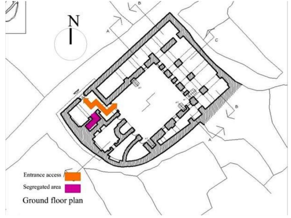 Erbil citadel house plan showing the house’s courtyard.