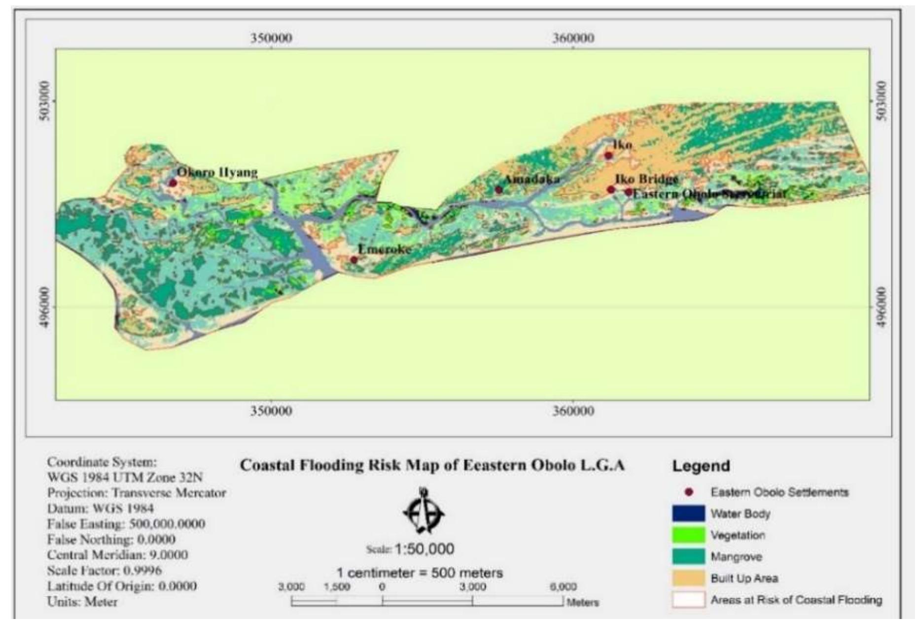 2: coastal flood risk map of eastern obolo l.g.a