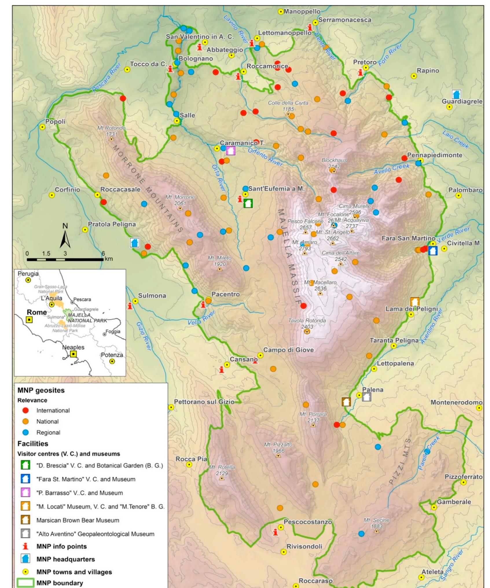 The map shows the territory of the majella national park