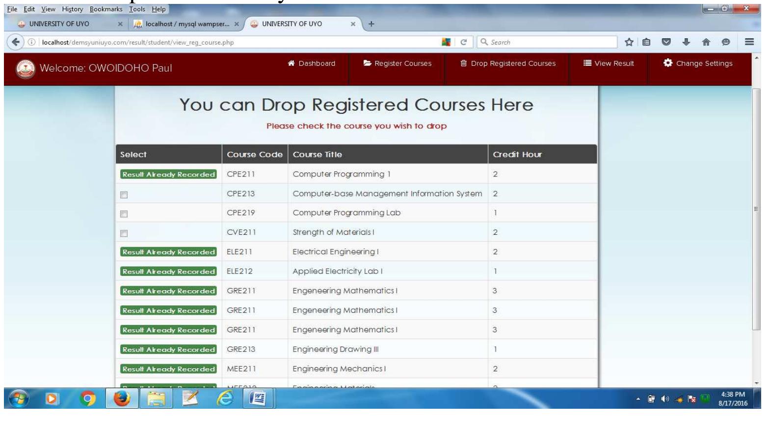 Figure 12 - Development of Students Result Management