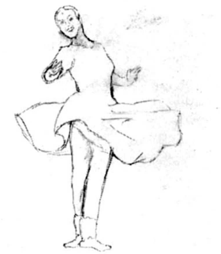 The final position of a jaipur-style turn (drawing by esther