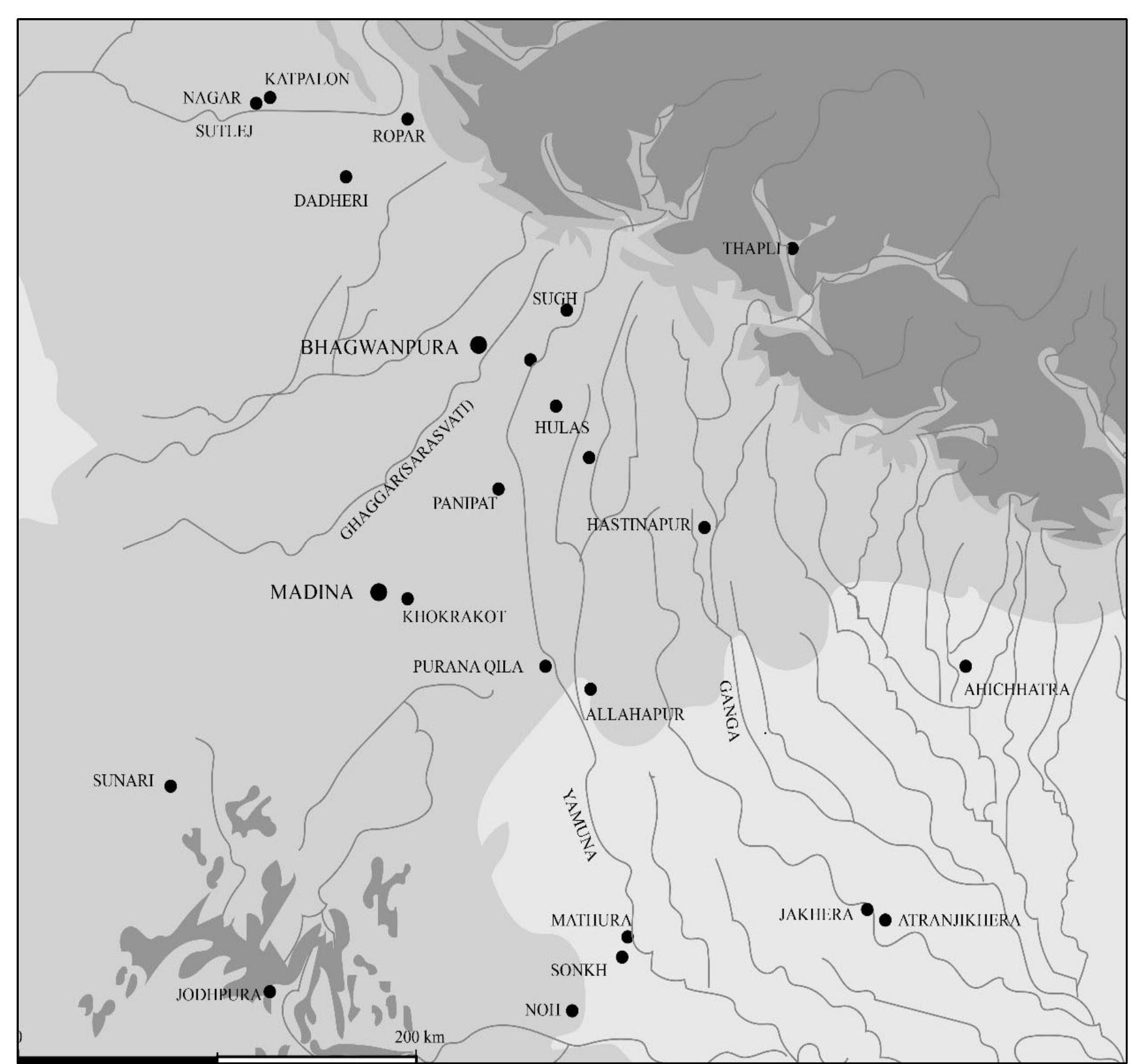 Map showing the location of madina and bhagwanpura with