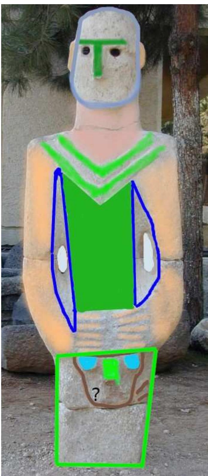 Pictorially, the genital area is identified as, the male,