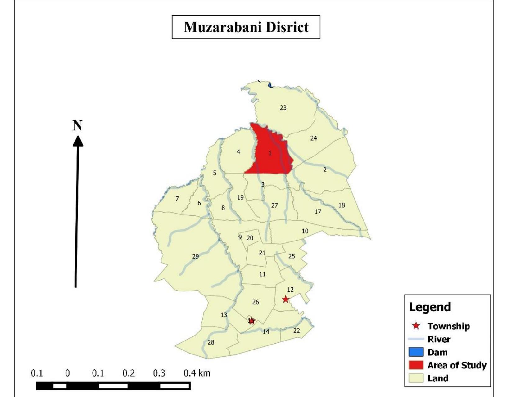 1 the study area map for chadereka ward1 in muzarabani,