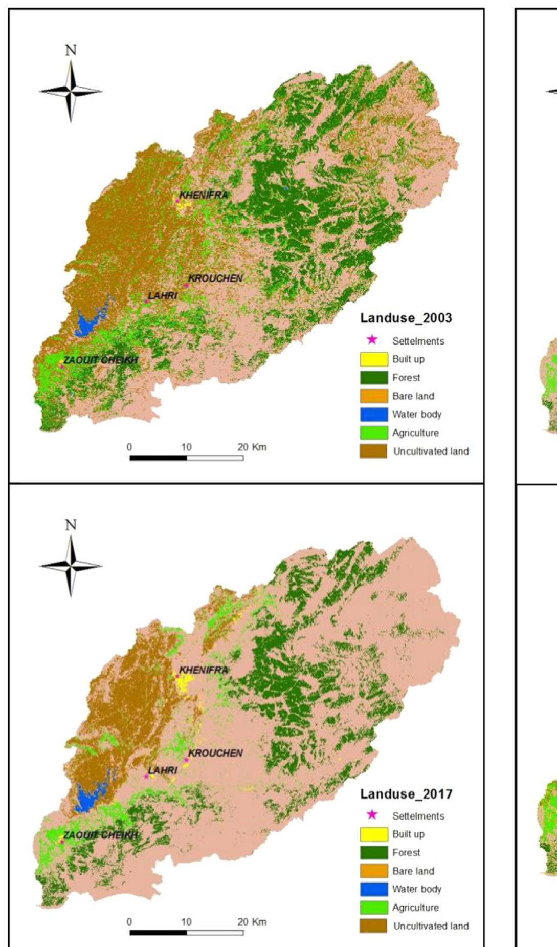 Lulc classification maps for the three dates 2003, 2013 and