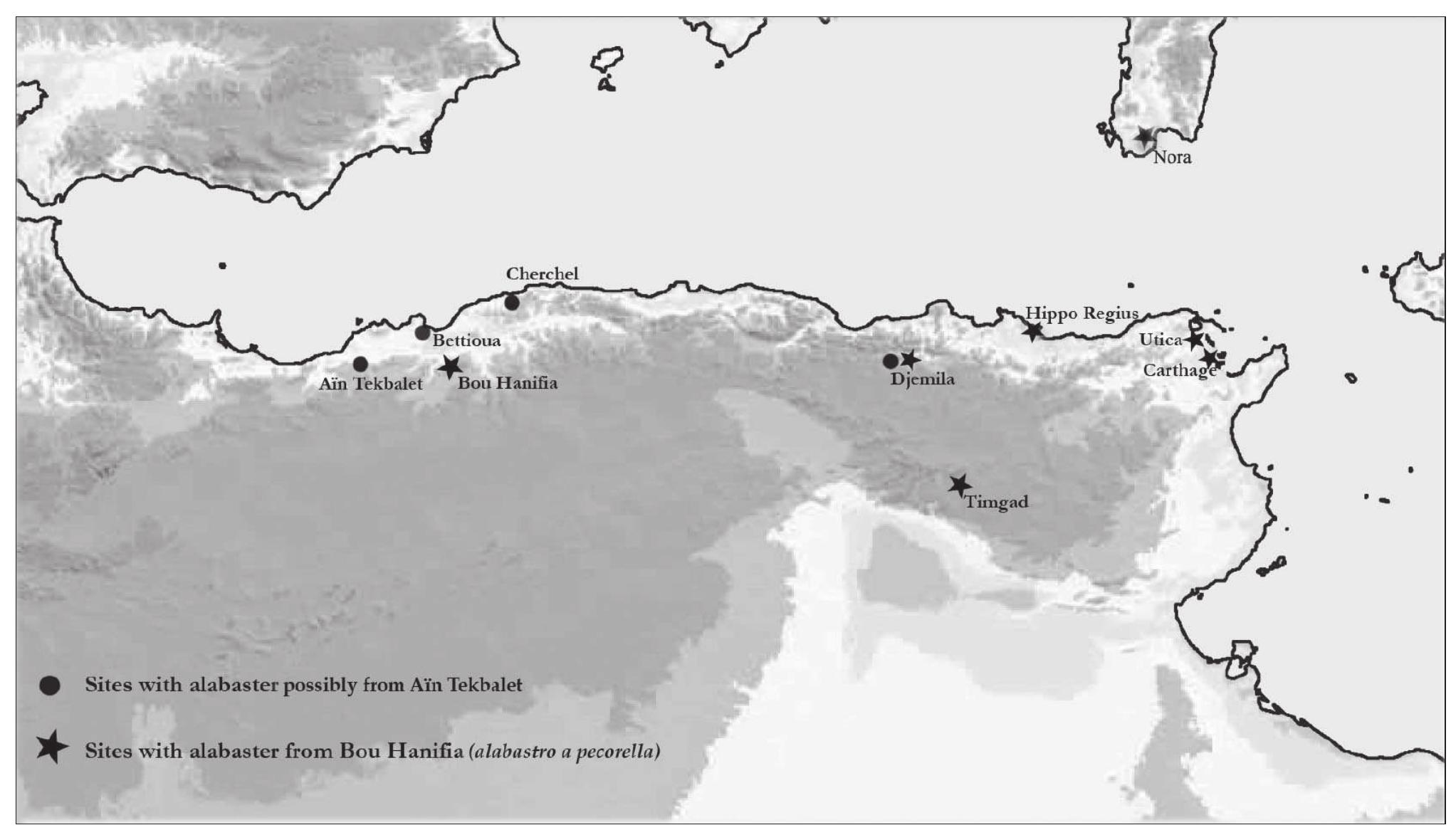 Fie. 1. map of sites in nw africa with alabaster probably or