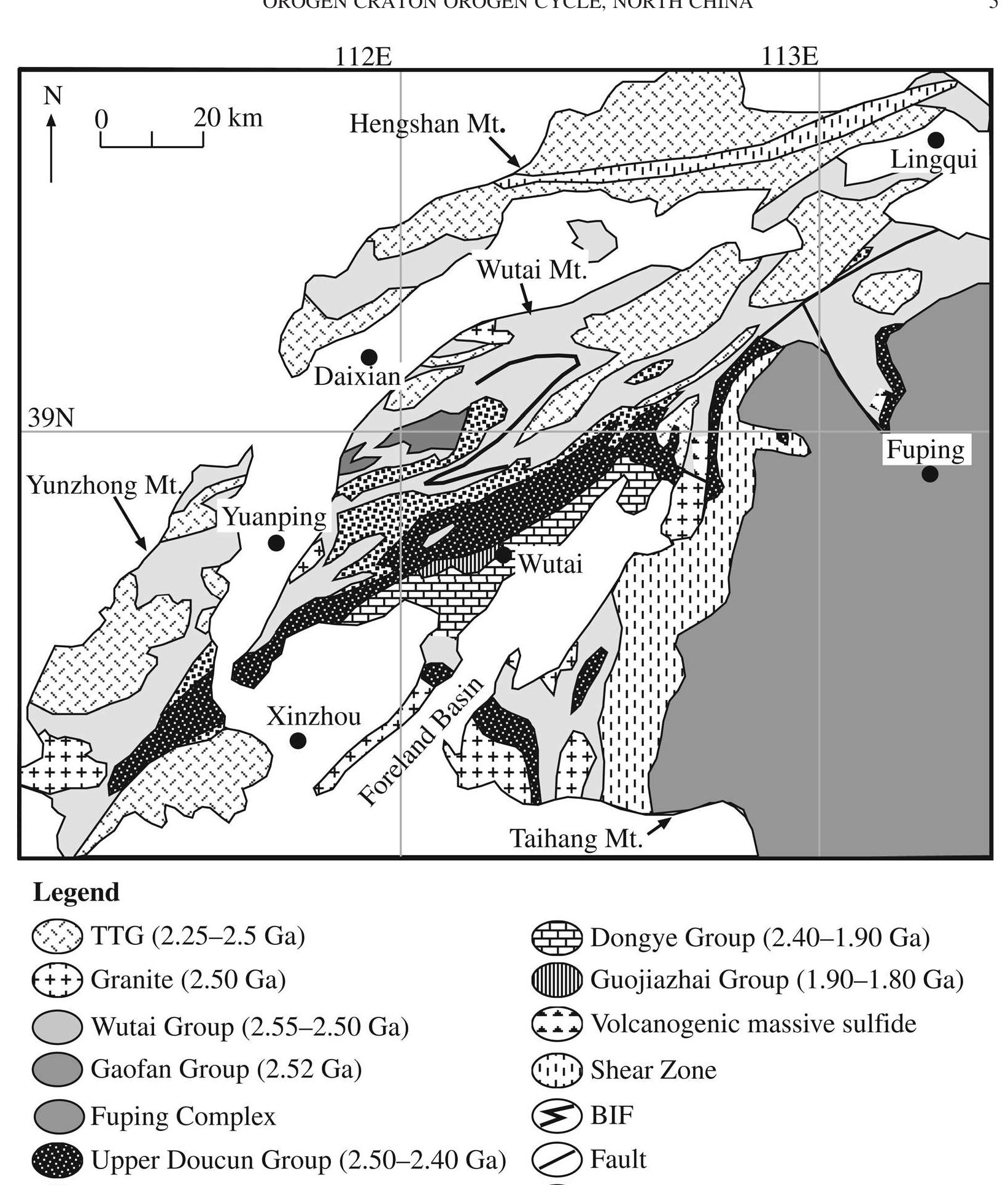 Simplified geological map of the hengshan—wutaishan—fuping