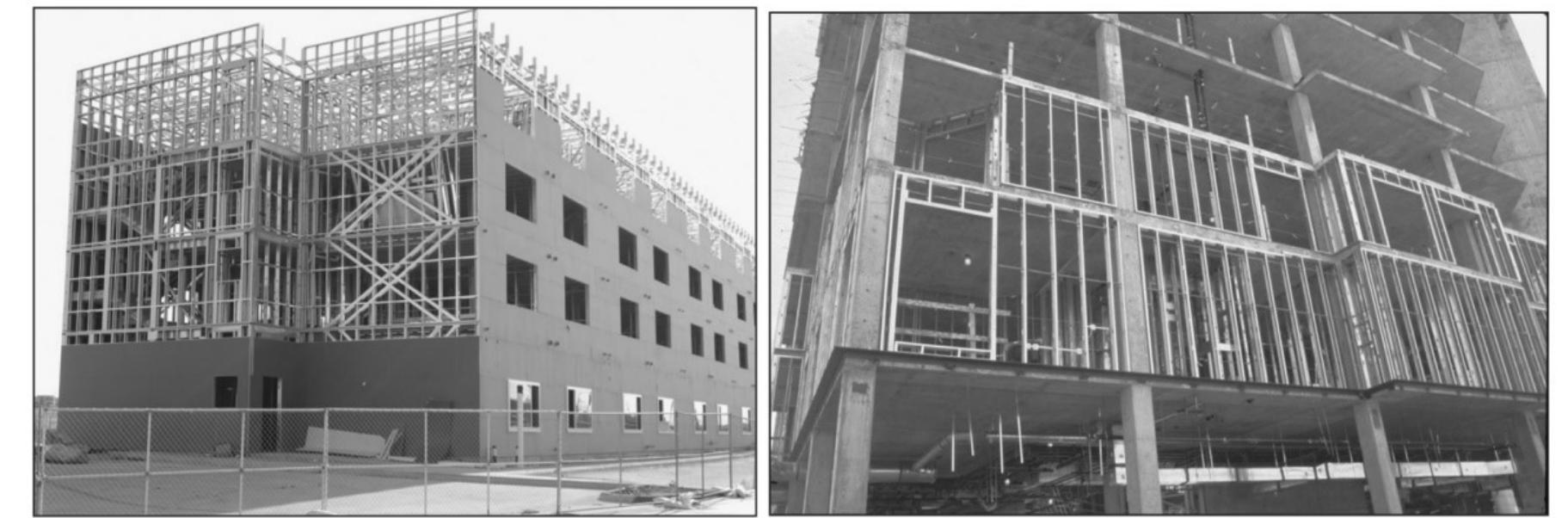 On the left: a 6-story lgs structure under construction, on