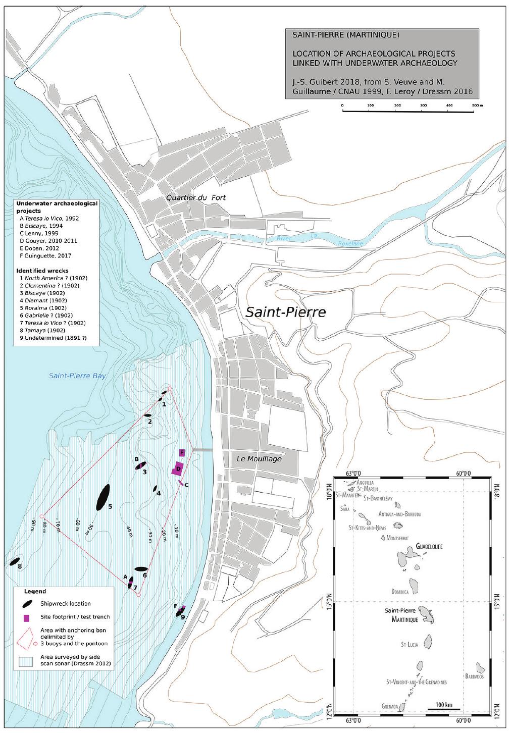 Map showing location of underwater sites and projects in