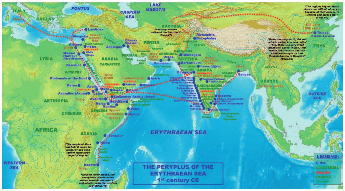 map of the periplus of the erythrean sea.