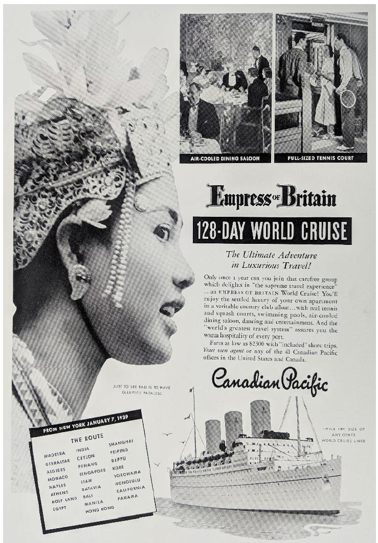 advertisement for an empress of britain world cruise”