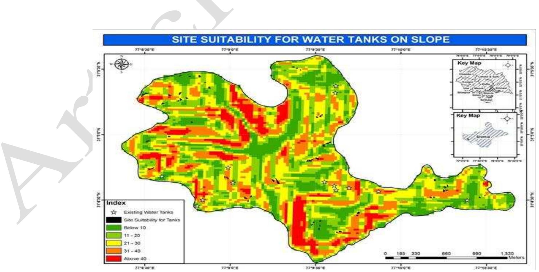 Xxii (b) map showing suitable sites for water tank on slope