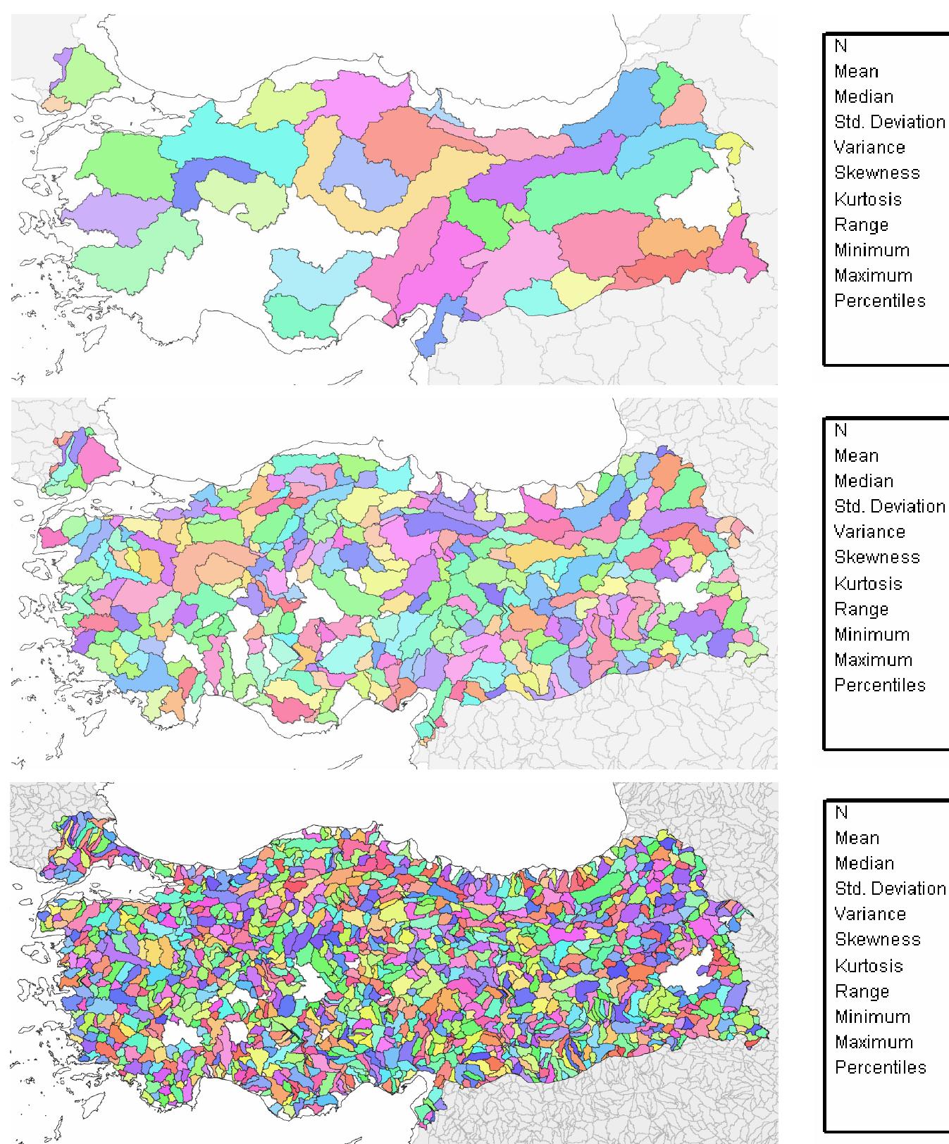 Dem-based sub-basins delineated at different threshold