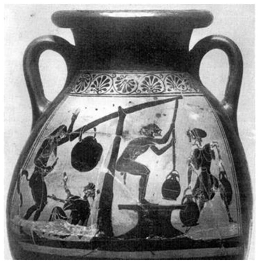 Black-figure pelike (ancient greek vase), represented water
