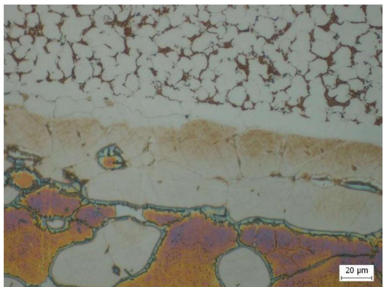 Micrograph of the haz region on the microstructure sample.