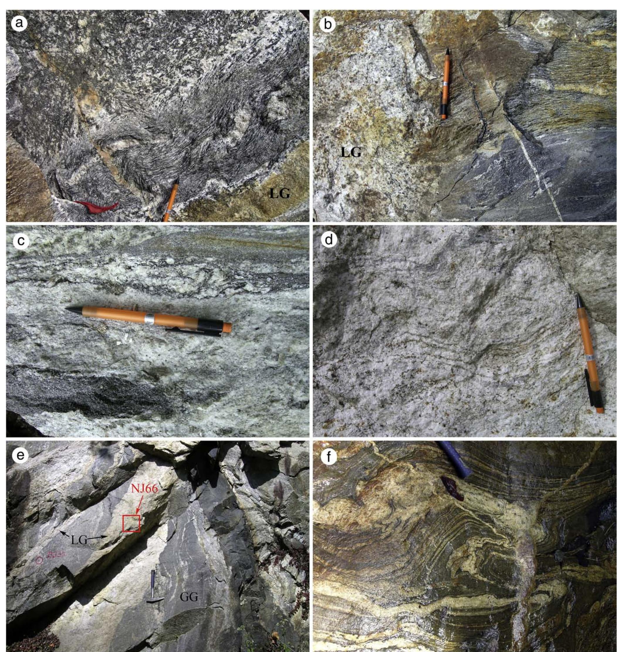 Photographs showing anatexis of metapelite from the