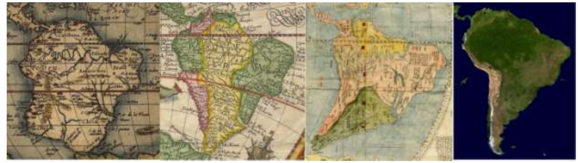 In figure 2, maps of south america are compared. visually,
