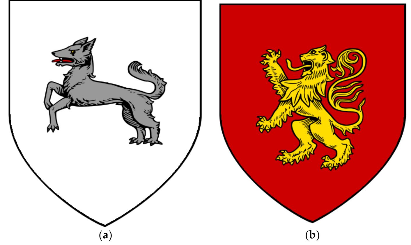 Simple designs of the great houses: (a) house stark; (b)