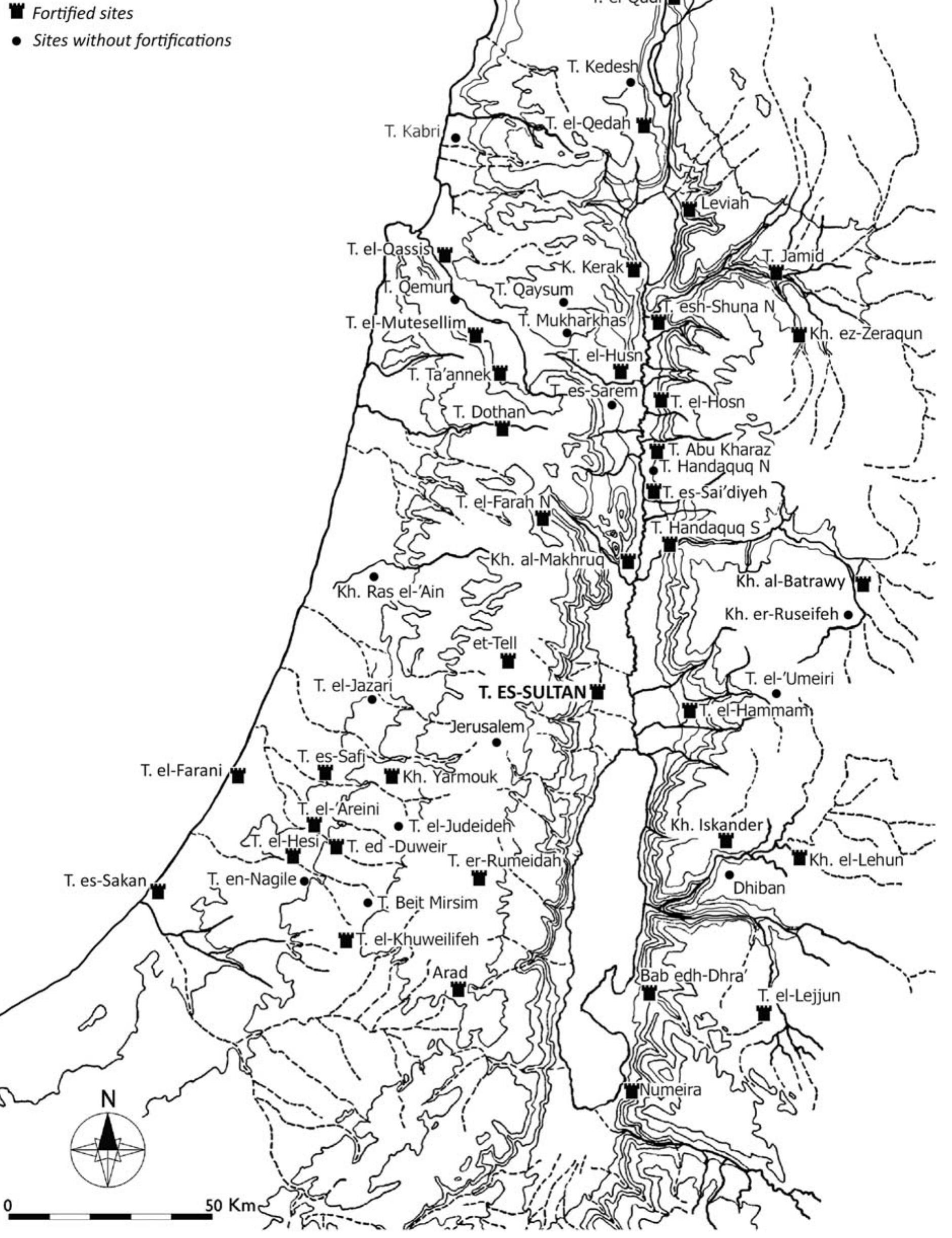 | map showing the location of tell es-sultan/ancient jericho