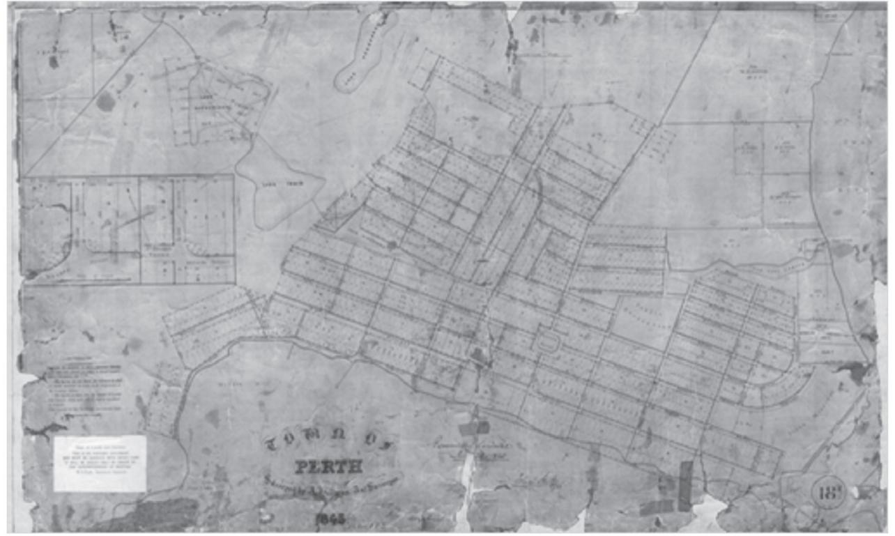 Map of the town of perth in 1845, drawn by draftsman and