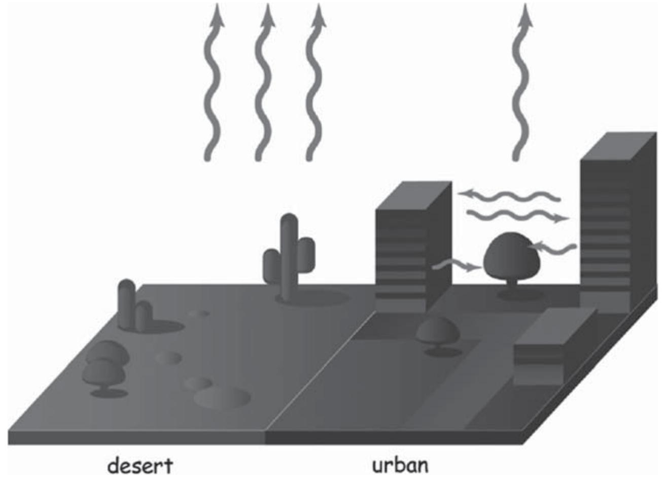 Schematic representation of radiation trapping by built