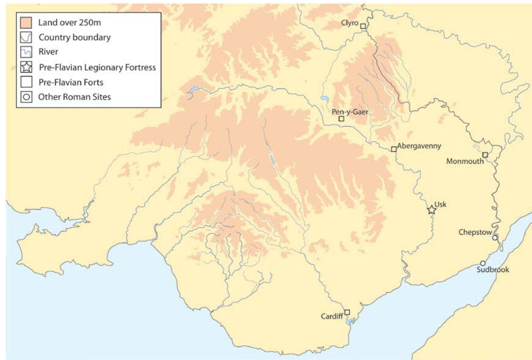 Map 9: pre-flavian roman sites to ad 60.