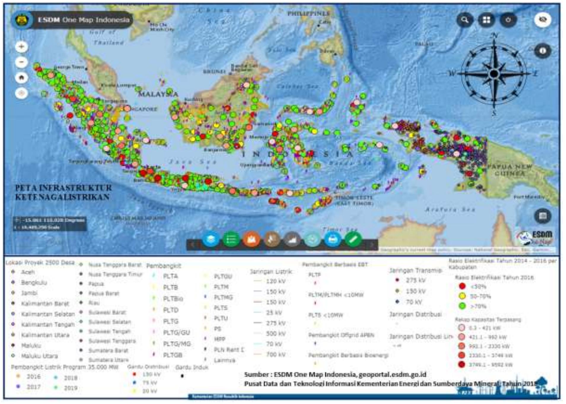 Electricity sector thematic maps on esdm one map indonesia