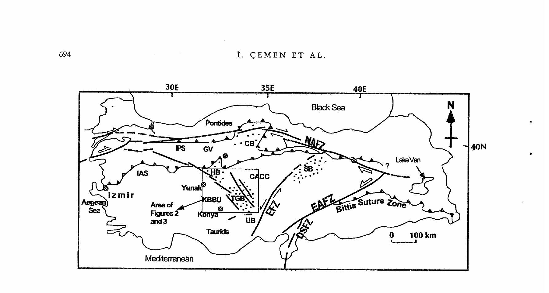 Index map showing major basins and tectonic elements of