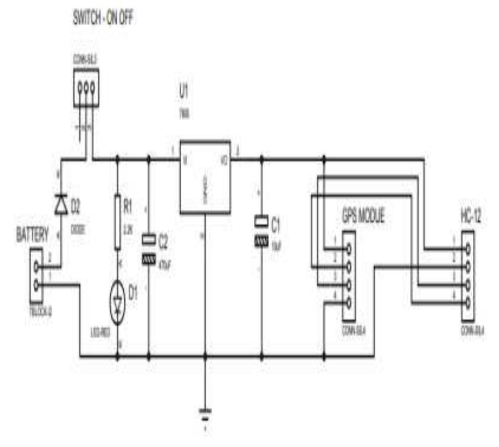 Schematic diagram of gps life vest tracking system