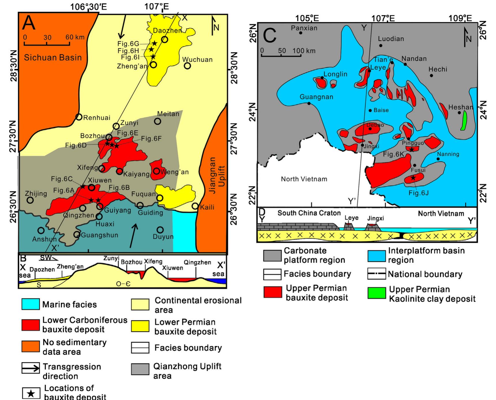 Paleogeographic map (a) and cross-section (b) of central and